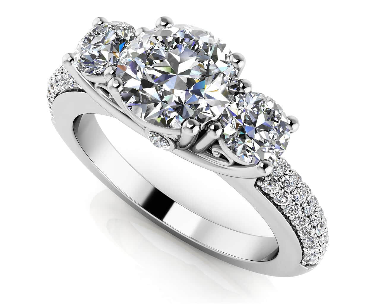 Breathtaking Scroll Diamond Engagement Ring with 3.28 ct. (2.00 ct. ce ...