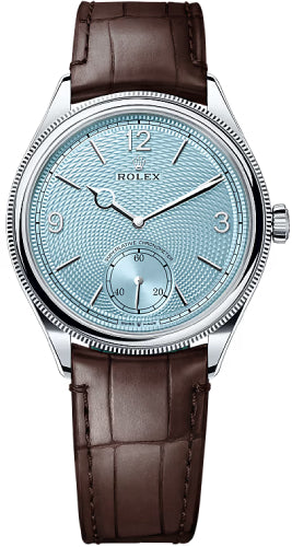 Rolex 1908 39mm Ice-Blue Dial Divided Bezel Leather Strap - 52506 | 20 ...