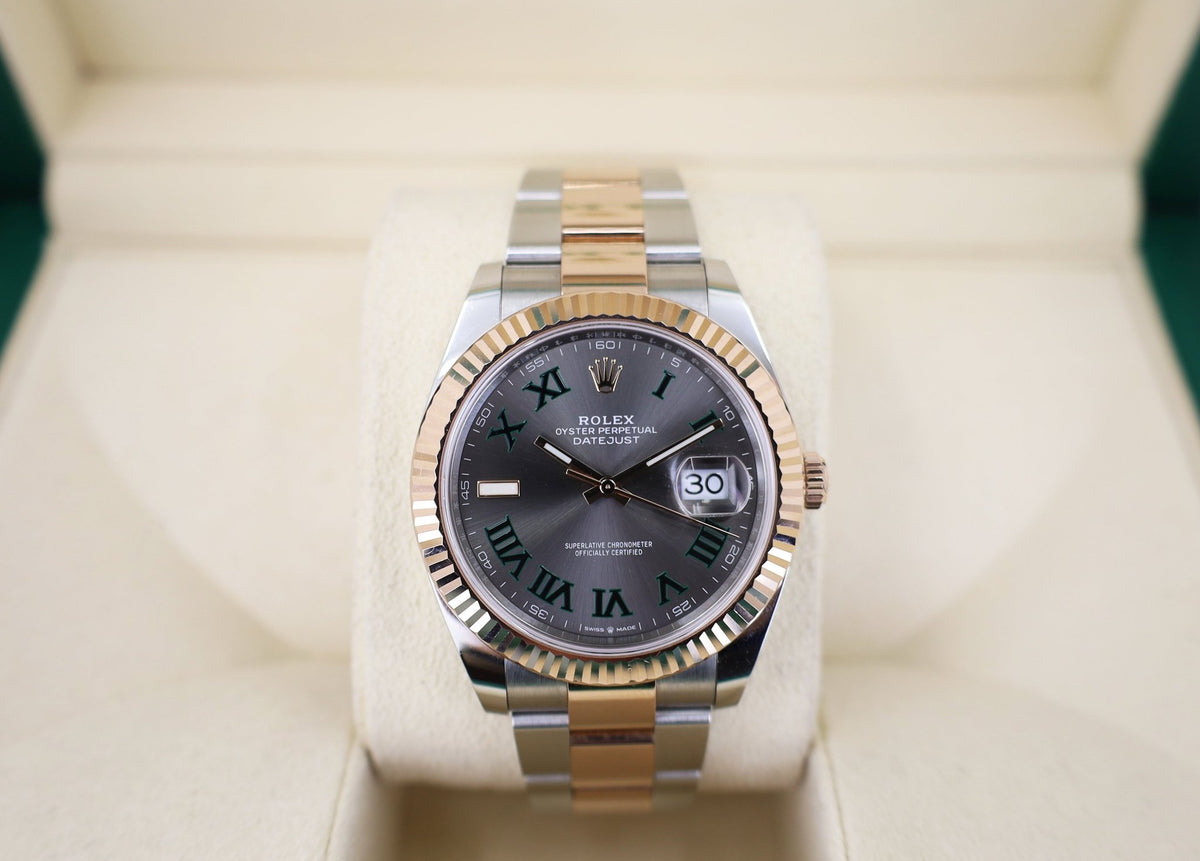 Rolex Datejust 36 Rose Gold/Steel "Wimbledon" Slate Roman Dial & Flute ...