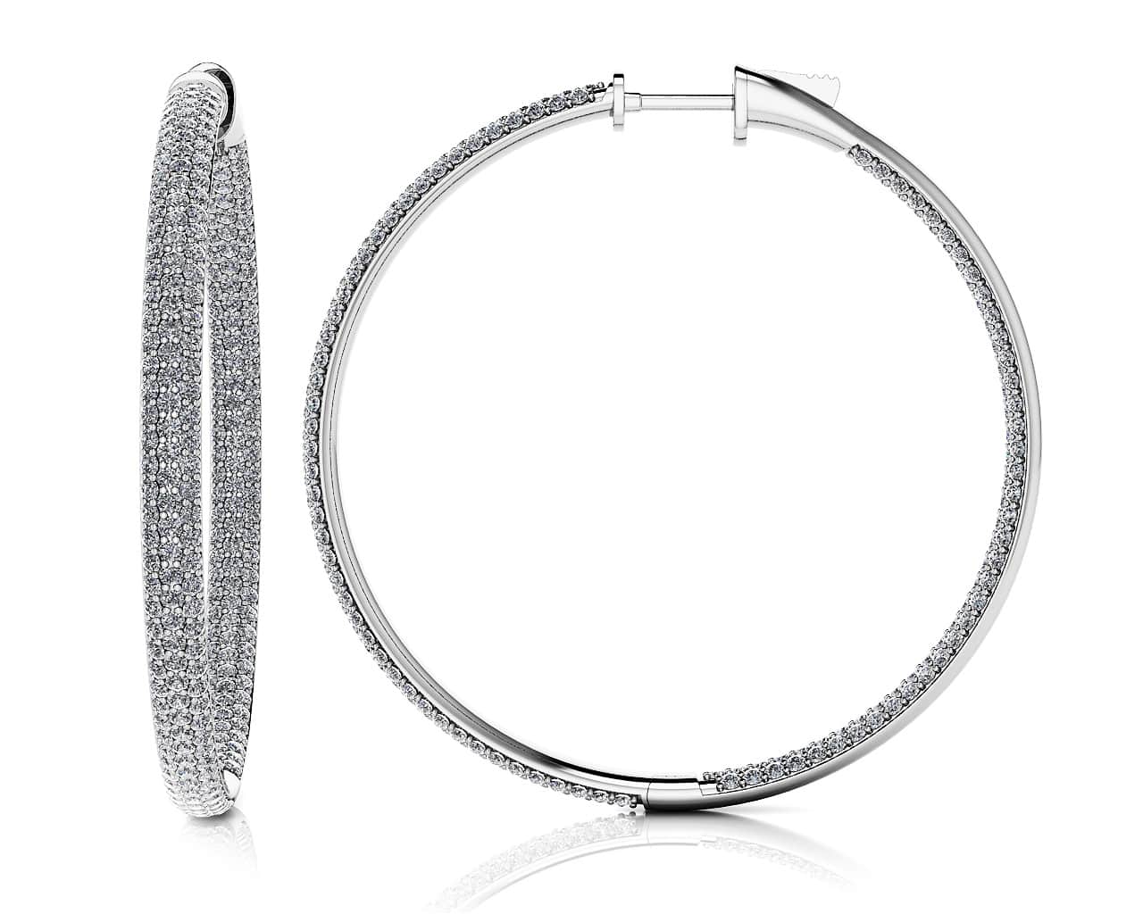 Triple Row Inside Out Diamond Earrings Extra Large Diamond with 5.91 c ...
